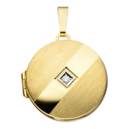 Jobo Damen Medallionanh&auml;nger "Anh&auml;nger Medaillon rund 21 mm", Gelbgold 333, gold, Gelbgold 333, Schmuckanh&auml;nger, 333 Gold mit Zirkonia