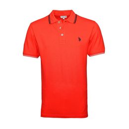 U.S. Polo Assn. Poloshirt 'Barney' Herren Gr&ouml;&szlig;e L dunkelblau / hellgrau / knallrot
