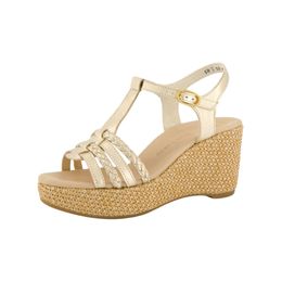 Paul Green Damen Keilsandalette "Paul Green Sandalen Leder", Gr. 40,5, grau, Leder, Schuhe