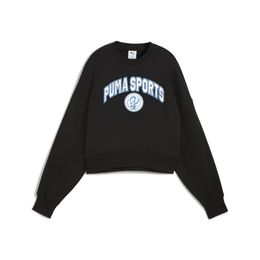 Puma Damen Sweatshirt "Wardrobe Essentials Sports Legacy Oversized Graphic Crew", schwarz, Gr. S, Obermaterial: 68% Baumwolle, 32% Polyester; Rippe: