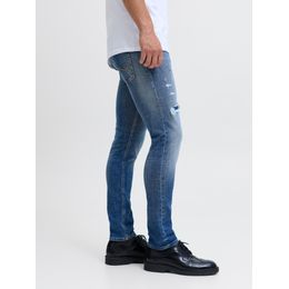 Jack & Jones JACK & JONES Damen Slim-fit-Jeans "JJIGLENN JJCOLE GE 972 SN"blau denim, Gr. 29, Abriebeffekte, Denim/Jeans, Obermaterial: 98% Baumwolle, 2%