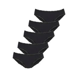 Vivance Damen Jazz-Pants Slips, Gr. 48, schwarz, Single Jersey, Obermaterial: 95% Baumwolle, 5% Elasthan. Spitze: 90% Polyamid, 10% Elasthan,