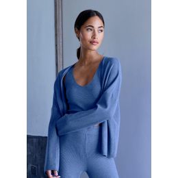 Damen Cardigan, Copenhagen Studios, Gr. 32blau, Rippstrick, Obermaterial: 50% Viskose, 28% Polyester, 22% Nylon, unifarben, Strickjacken, aus