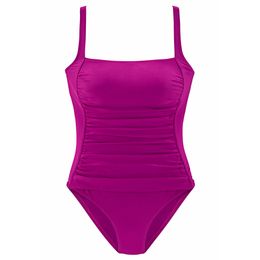 Lascana Damen Badeanzug, pink, Gr. 38, unifarben, Polyamid, Badeanz&uuml;ge, mit Raffungen und Shaping-Effekt