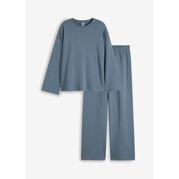 bonprix Oversized Loungewear Sweat Hausanzug, blau, Gr.48/50 (XL), Moderner weit geschnittener Loungewear Hausanzug aus gem&uuml;tlichem Sweat, aus 100% Baumwolle