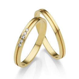 Firetti Damen Trauring "Schmuck Geschenk Gold 375 Hochzeit Ehering "LIEBE"", 52, 0,05 SI = kleine Einschl&uuml;sse mit Brillanten, Gelbgold 585, 2,5mm,