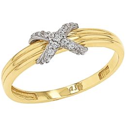 Amor Damen Fingerring "2037447/-48/-49/-50/-51", 56, Gelbgold 375, 1mm, gold, Gelbgold 375, Fingerringe, mit Zirkonia (synth.)