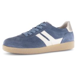 Gabor Damen Sneaker, Gr. 39, blau, Glattleder, Veloursleder, kontrastfarbene Details, Schuhe, Freizeitschuh, Halbschuh, Schn&uuml;rschuh mit gepolstertem