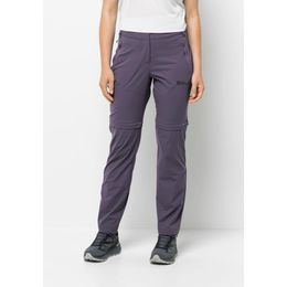 Jack Wolfskin Damen Zip-away-Hose "GLASTAL ZIP AWAY PANTS W", lila, Gr. 42, OBERSTOFF: 94% POLYAMID, 6% ELASTHAN; LINING: 100% POLYESTER, Hosen