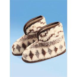 Damen Hausschuh, Gr. 44, braun, Textil, Schuhe