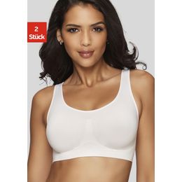 Damen Bralette-BH, PETITE FLEUR BY LASCANA, Gr. S, wei&szlig;, Microtouch, Obermaterial: 88% Polyamid, 12% Elasthan, Basic, BHs, SEAMLESS ohne B&uuml;gel &ndash; auch