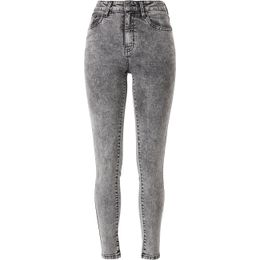Urban Classics Damen Bequeme Jeans "Urban Classics Damen Ladies High Waist Skinny Jeans"schwarz, heavy, acid, washed, Gr. 29, unifarben, 98%