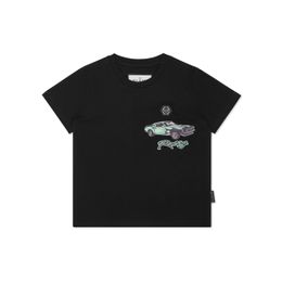 Philipp Plein Jungen T-Shirt "Racing"0222, schwarz, turquoise, Gr. 6, Obermaterial: 100% Baumwolle, Shirts