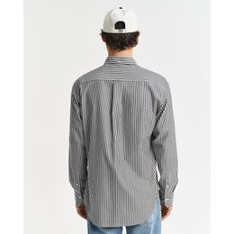 Gant Herren Langarmhemd "REG POPLIN STRIPE SHIRT", schwarz, Gr. 4XL, Web, Obermaterial: 100% Baumwolle, Hemden