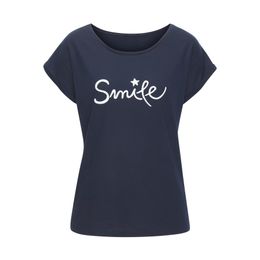 Beach Time BEACHTIME Damen T-Shirt "mit Frontdruck "Smile"", blau, Gr. 36, bedruckt, Obermaterial: 100% Baumwolle, Shirts, aus weicher Baumwoll-Qualit&auml;t