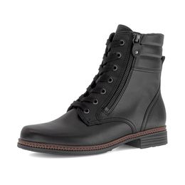 Gabor Damen Schn&uuml;rstiefelette, Gr. 38,5, schwarz, Kalbsleder, unifarben, Basic, Schuhe, Blockabsatz, Schn&uuml;rboots mit Zierrei&szlig;verschluss an der