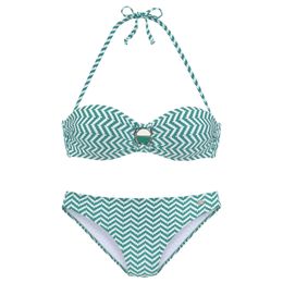 JETTE Damen B&uuml;gel-Bandeau-Bikini, gr&uuml;n, Gr. 34, bedruckt, Polyamid, Bikini-Sets, mit Zier-Accessoires