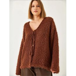 Bianco Lucci Knit Cardigan female Brown size S/L