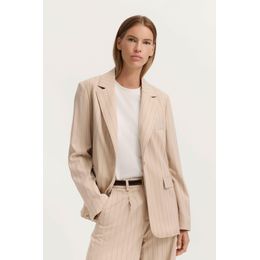 Kurzblazer Bugatti "Regular Fit", Damen, Gr. 38, 50, beige, Canvas, 73% Polyester, 24% Viskose, 3% Elasthan, gestreift, regular fit, Blazer Kurzblazer, mit Reverskragen und Streifen