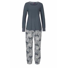 Buffalo Damen Pyjama, Gr. 32, grau, Single Jersey, Obermaterial: 100% Baumwolle, gemustert, unifarben, Homewear-Sets, mit gemusterter Hose und