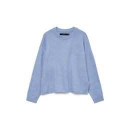 V&eacute;ro Moda VERO MODA Damen Strickpullover "VMBOOM LS O-NECK PULLOVER BOO"brunnera blau detail:melange, Gr. L, meliert, Strick, Obermaterial: 85% Polyester, 7%