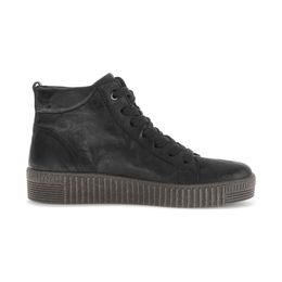 Gabor Damen Sneakerboots, Gr. 38,5, schwarz, Leder, unifarben, Schuhe, Plateau, Stiefelette, Schn&uuml;rboots mit Ziern&auml;hten