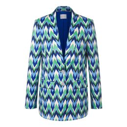 Madeleine Mode MADELEINE Damen Jackenblazer "Blazer Bedruckter Blazer mit Schalkragen", blau, Modern, Gr. 42, Obermaterial: 95% Polyester PES. 5% Elasthan EL.,