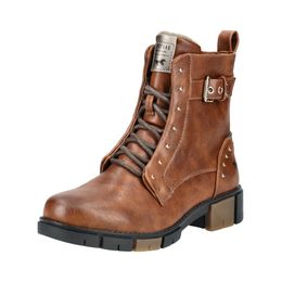 Mustang Shoes Damen Schn&uuml;rstiefelette "Mustang Shoes Stiefelette Lederimitat", Gr. 37, braun, Lederimitat, Schuhe