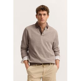 Polokragenpullover Bugatti "Modern Fit", Herren, Gr. XL, braun (40, beige), Sweatware, 70% Baumwolle, 25% Polyester, 5% Elasthan, unifarben, normal, Pullover, mit Druckkn&ouml;pfen