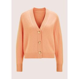 Madeleine Mode MADELEINE Damen Strickjacke "Strickjacke Kurze Sommerstrick-Jacke, V-Ausschnitt", orange, Modern, Gr. 40, Obermaterial: 75% Schurwolle WV. 20% Seide