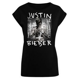 F4NT4STIC T-Shirt 'Justin Bieber ' Damen Gr&ouml;&szlig;e L grau / schwarz / wei&szlig;