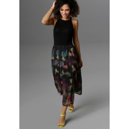 Damen Sommerkleid, schwarz, Gr. 46, Aniston SELECTED, bedruckt, Single Jersey, Obermaterial: 95% Viskose, 5% Elasthan. Futter: 95% Viskose, 5%