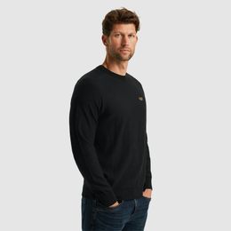 PME-Legend PME LEGEND Herren Rundhalspullover, schwarz, Gr. L, unifarben, Web, Obermaterial: 100% Baumwolle, Pullover, mit Logo Stickerei