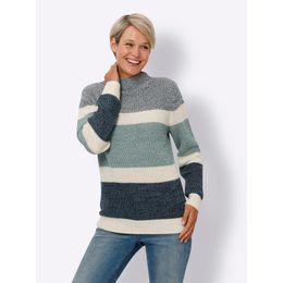 Classic Basics Damen Strickpullover "Pullover", gr&uuml;n, Gr. 50, gemustert, gestreift, mehrfarbig, meliert, 100% Polyacryl, Pullover