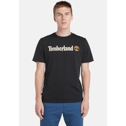 Timberland Damen T-Shirt "KENNEBEC RIVER Linear Logo Short Sl", schwarz, Gr. XL, unifarben, Jersey, Obermaterial: 100% Baumwolle, Shirts