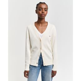 Gant Damen Strickjacke "CLASSIC COTTON CARDIGAN", beige, Gr. S, Strick, Obermaterial: 100% Baumwolle, Strickjacken