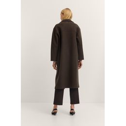 Bugatti Damen Wollmantel "Loose Fit", braun, Gr. 40, unifarben, 100% Wolle, M&auml;ntel, Flexcity Stretch mit Revers & Taschen