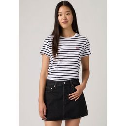 Levi's LEVI'S Damen T-Shirt "PERFECT TEE", schwarz-wei&szlig;, Gr. L, gestreift, Single Jersey, Obermaterial: 100% Baumwolle, Shirts, mit kleiner Logo-Stickerei