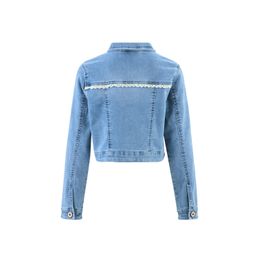 happy girls M&auml;dchen Jeansjacke, blau, Gr. 158, kontrastfarbene Details, unifarben, Denim/Jeans;Twill, Obermaterial: 98% Baumwolle, 2% Elasthan,