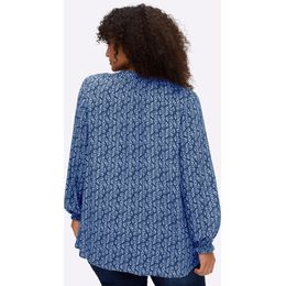sheego Damen Longbluse, blau, Gr. 46, bedruckt, gebl&uuml;mt, gemustert, mehrfarbig, 100% Viskose, Blusen