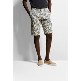 Bugatti Herren Bermudas, blau, Gr. 56, 100% Baumwolle, Hosen, mit grafischem Allover-Print