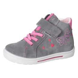 Ricosta M&auml;dchen Sneaker "Mala WMS: normal", Gr. 28grau, rosa, Veloursleder, kontrastfarbene Details, Schuhe, Klettschuh mit Sympatex, Gr&ouml;&szlig;enschablone