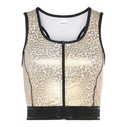 active by Lascana LASCANA ACTIVE Damen Crop-Top, wei&szlig;, Gr. M, animal-print, bedruckt, Jersey, Obermaterial: 85% Polyester, 15% Elasthan, Tops, Sporttop mit gl&auml;nzendem