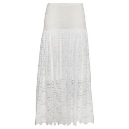 Lascana Damen 2-in-1-Kleid "aus gebl&uuml;mter Spitze, auch als Maxirock tragbar", wei&szlig;, Gr. 34, unifarben, Spitze, Obermaterial: 95% Polyamid, 5%
