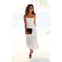 Lascana Damen 2-in-1-Kleid "aus gebl&uuml;mter Spitze, auch als Maxirock tragbar", wei&szlig;, Gr. 42, unifarben, Spitze, Obermaterial: 95% Polyamid, 5%