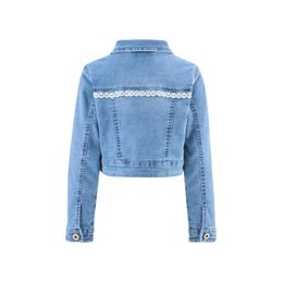 happy girls M&auml;dchen Jeansjacke, blau, Gr. 116, unifarben, Denim/Jeans, Obermaterial: 98% Baumwolle, 2% Elasthan, Jacken, mit tollen Bl&uuml;tenstickereien