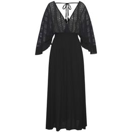 Lascana Damen Maxikleid, schwarz, Gr. 34, unifarben, Cr&ecirc;pe, Obermaterial: 100% Viskose. Oberteil: 100% Polyamid. Unterteil: 100% Viskose, Kleider,
