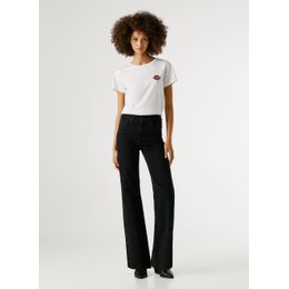 Pepe Jeans Damen High-waist-Jeans "WILLA BLK"schwarz, Gr. 29, unifarben, Denim/Jeans, Obermaterial: 99% Baumwolle, 1% Elasthan, Jeans, Flare Leg, mit