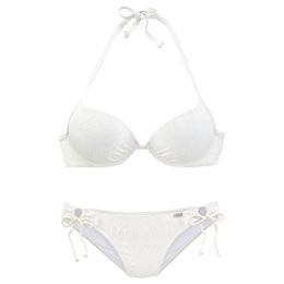 Buffalo Damen Push-Up-Bikini, beige, Gr. 34, Strukturmuster, Polyamid, Bikini-Sets, mit modischer Struktur