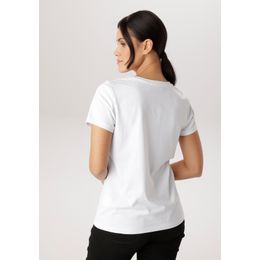 Damen T-Shirt, wei&szlig;, Gr. 48, Aniston SELECTED, Glitzermuster, bedruckt, Single Jersey, Obermaterial: 100% Baumwolle, Shirts, mit aufwendiger